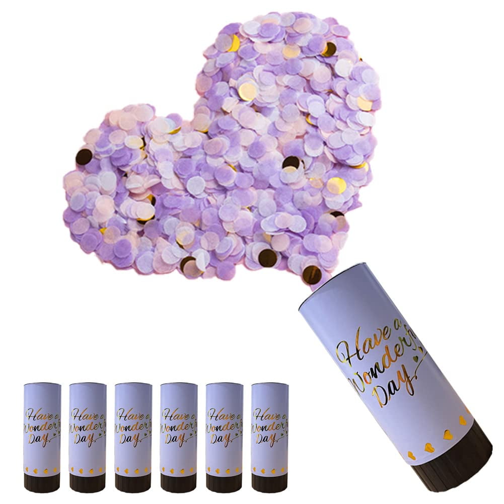 6 Pcs Purple Confetti Cannons, Biodegradable Confetti Wedding Party ...