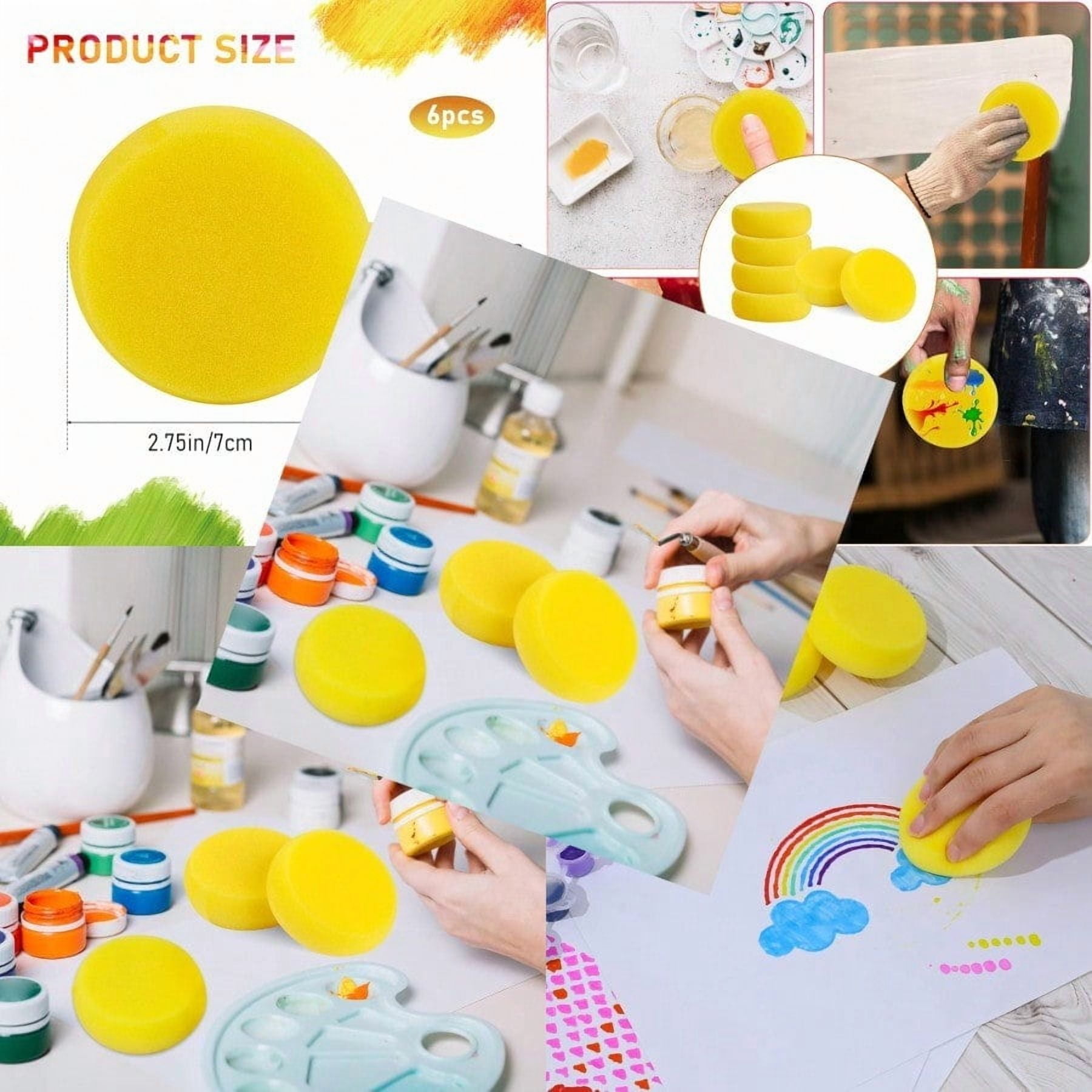 6 Pcs Py Sponges Round Painting Sponge 3inch Yellow Artist Sponges ...