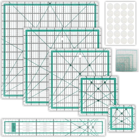 6 Pcs Quilting Rulers and Templates, Quilt Ruler, Acrylic Square Ruler ...