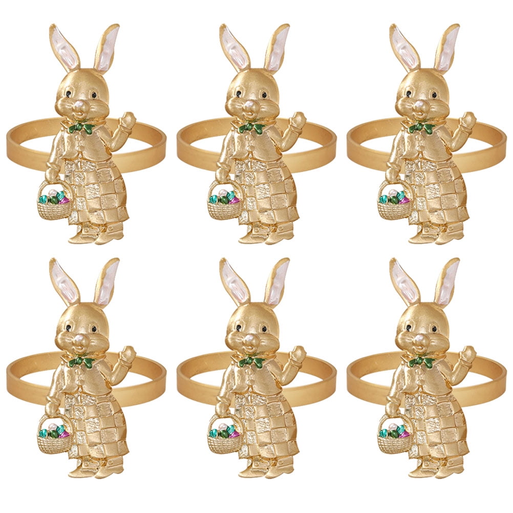 6 Pcs Rabbit Napkin Rings Easter Bunny Napkins Banquet Golden - Walmart.com