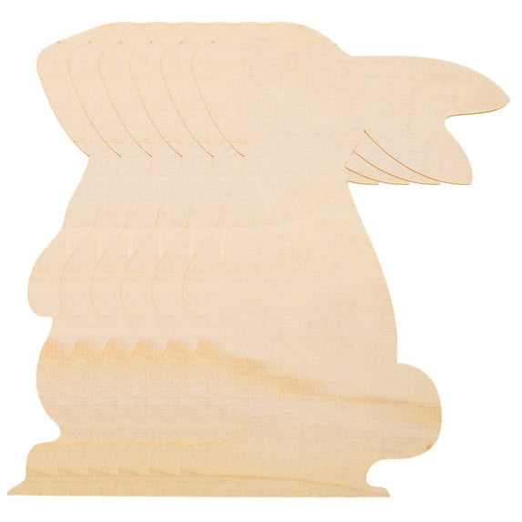 6 Pcs Rabbit Shaped Wood Chips Easter Slices Decorations Blank ...