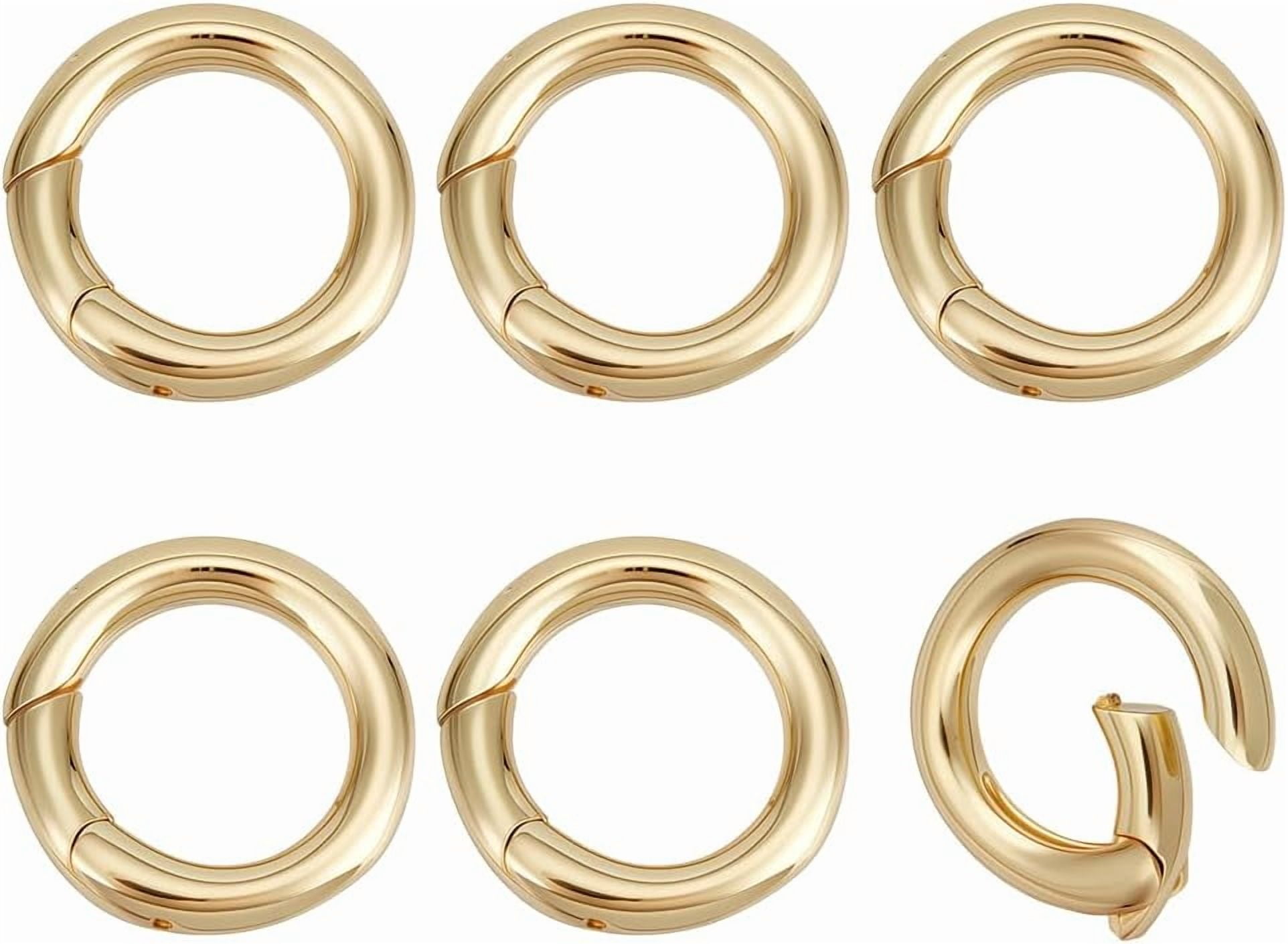6 Pcs Real 18K Gold Plated Round Clasp Spring Claps 0.5x0.1inch Brass ...