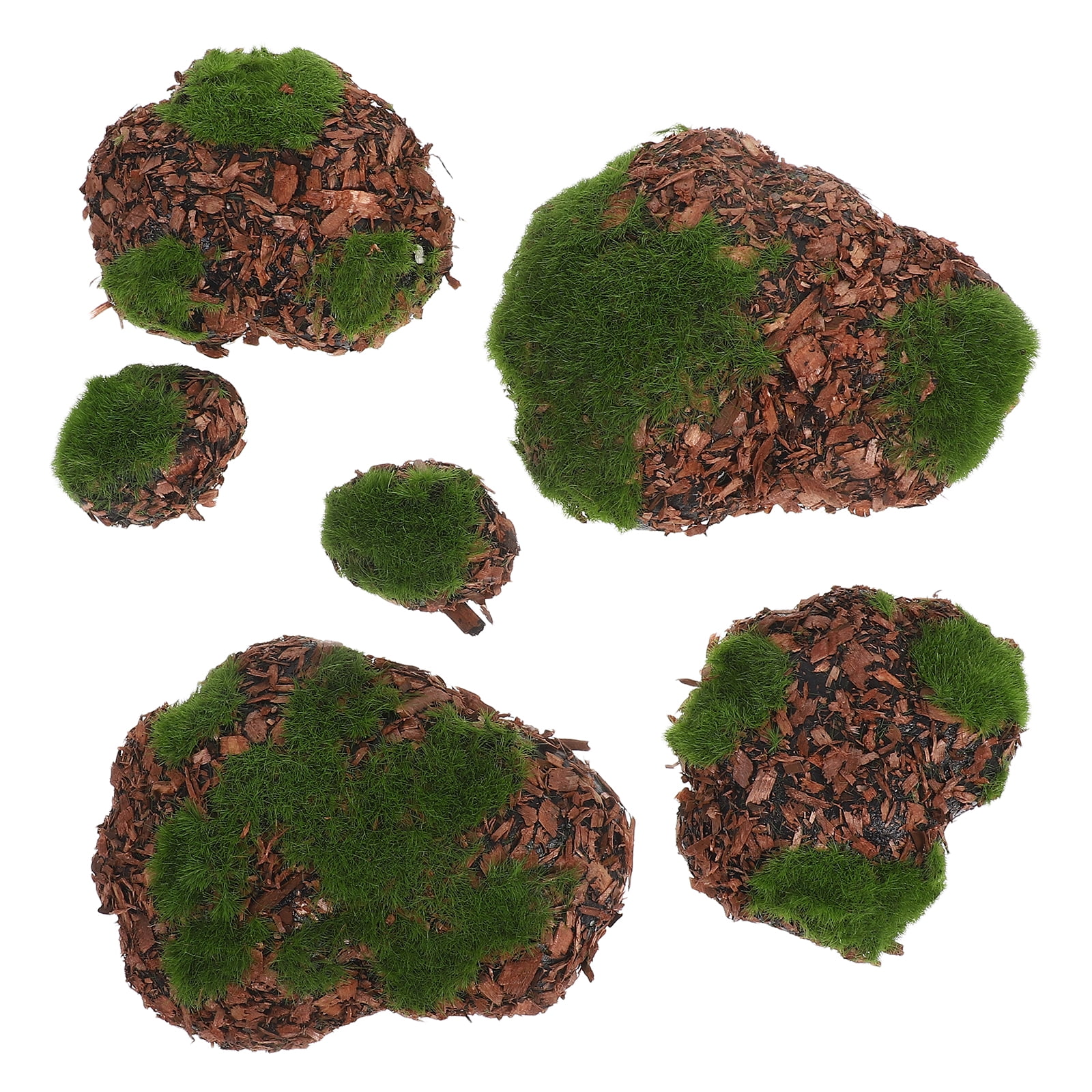 OUNONA Green Moss Party Supplies Moss Covered Stones Artificial Moss 6 ...