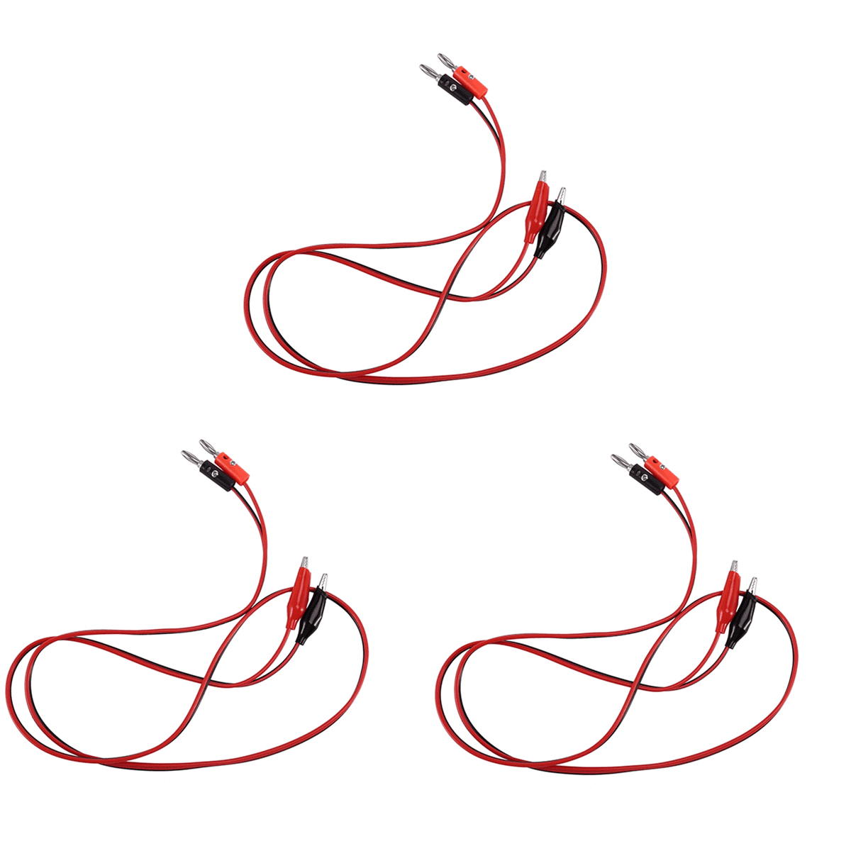 6 Pcs Red Black Banana Plugs to Alligator Clips Probe Test Cable 1M ...