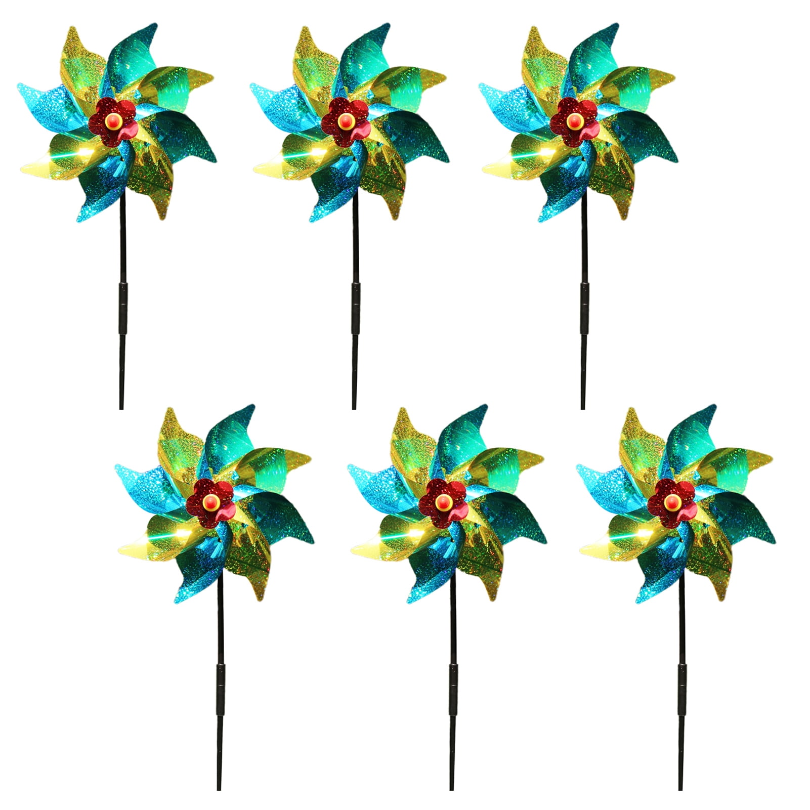 6 Pcs Reflective Bird Repellent Windmills - Colorful Wind Turbines ...