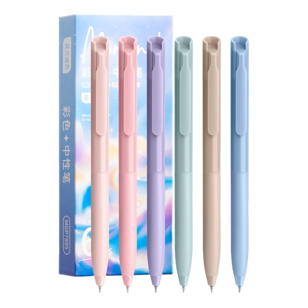 6 Pcs Retractable Gel Inks Pen with Refills Signing Pens Quick Drying ...