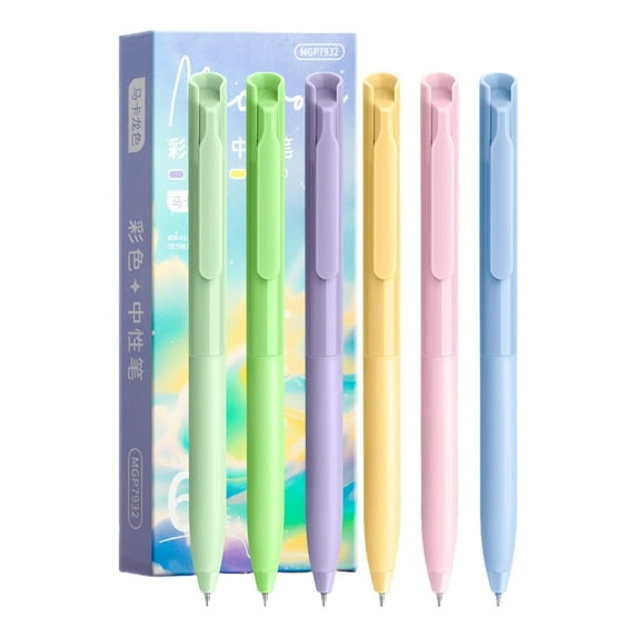 6 Pcs Retractable Gel Inks Pen with Refills Signing Pens Quick Drying ...