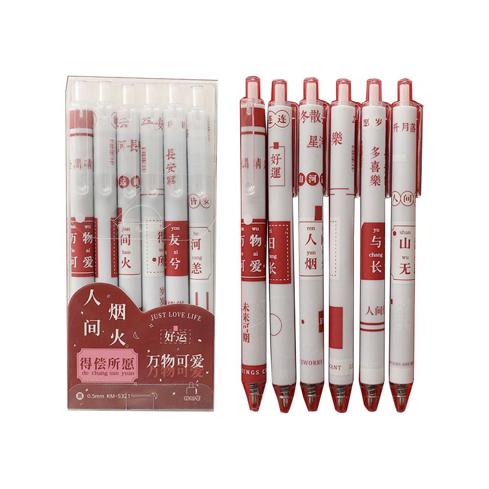 6 Pcs Retractable Gel Pen Set Refillable 0.5mm for Student Writing Note ...