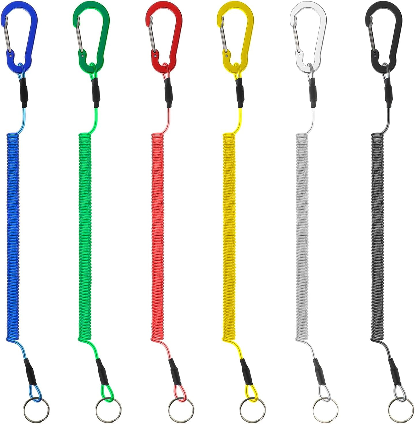 6 Pcs Retractable Wire Key Lanyard, Heavy Duty Steel Cable with Clip ...