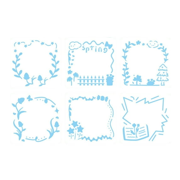 6 Pcs Retro Floral Stencils Template Drawing Stencils Hollow Out Flower ...