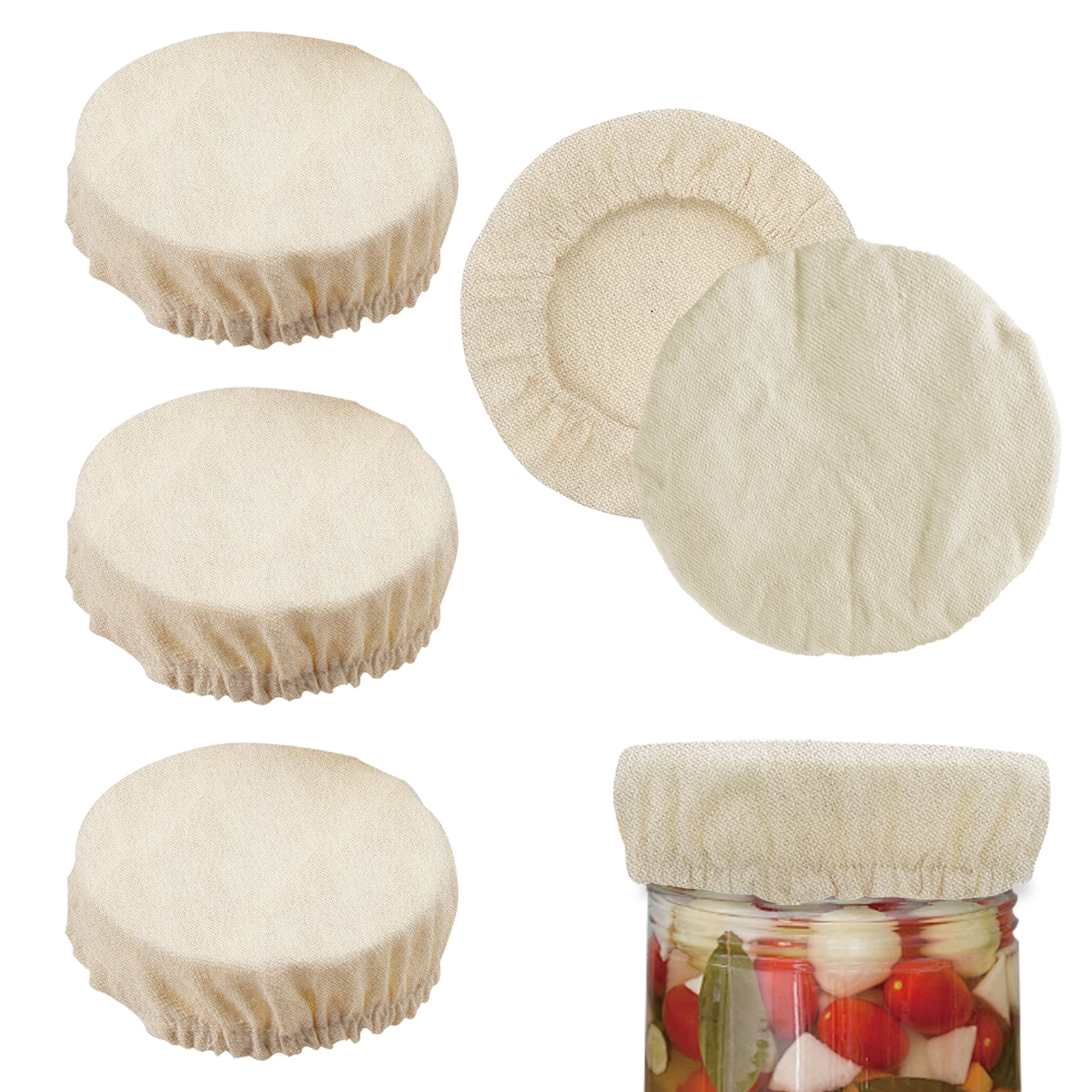 6 Pcs Reusable Canvas Cloth Covers for Sourdough Starter Jars, Elastic ...