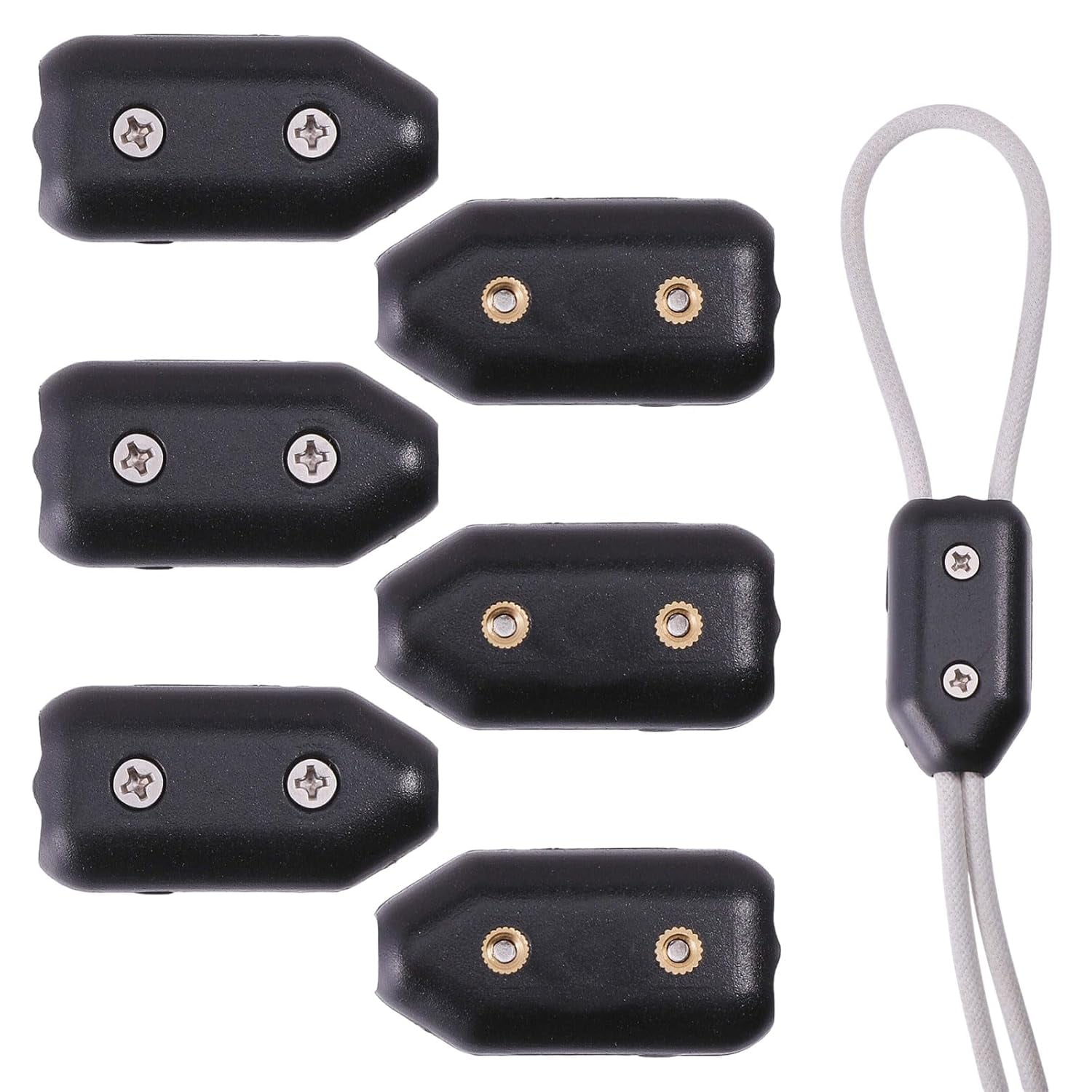 6 Pcs Reusable Rope Clamps Black Plastic Cord Connector Adjustable Rope Clamp for Nylon Ropes 1. ...