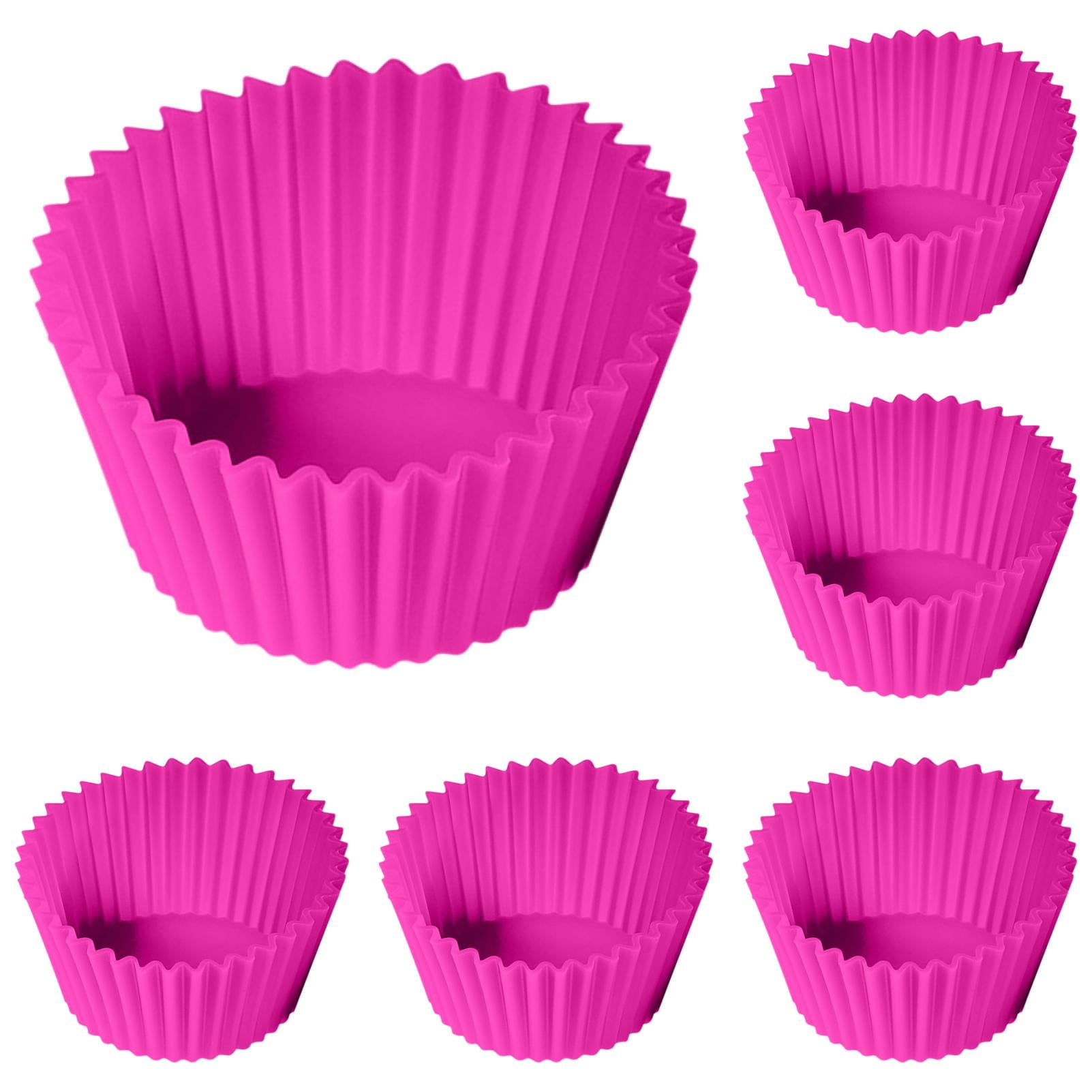 6 Pcs Reusable Silicone Cupcake Baking Cups, Food-Grade Silicone ...