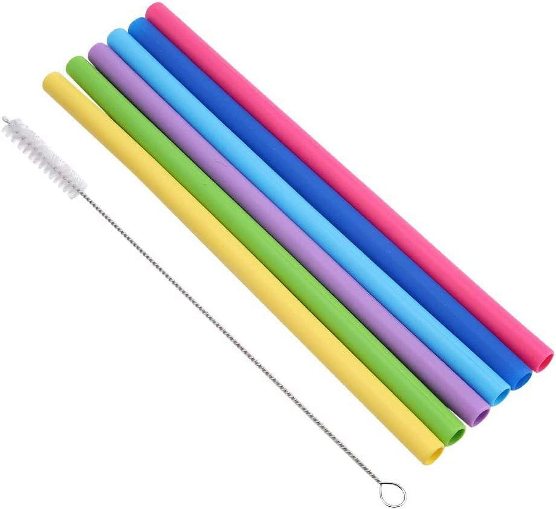 6 Pcs Reusable Straws, Straight/Curved Silicone Drinking Straws for ...