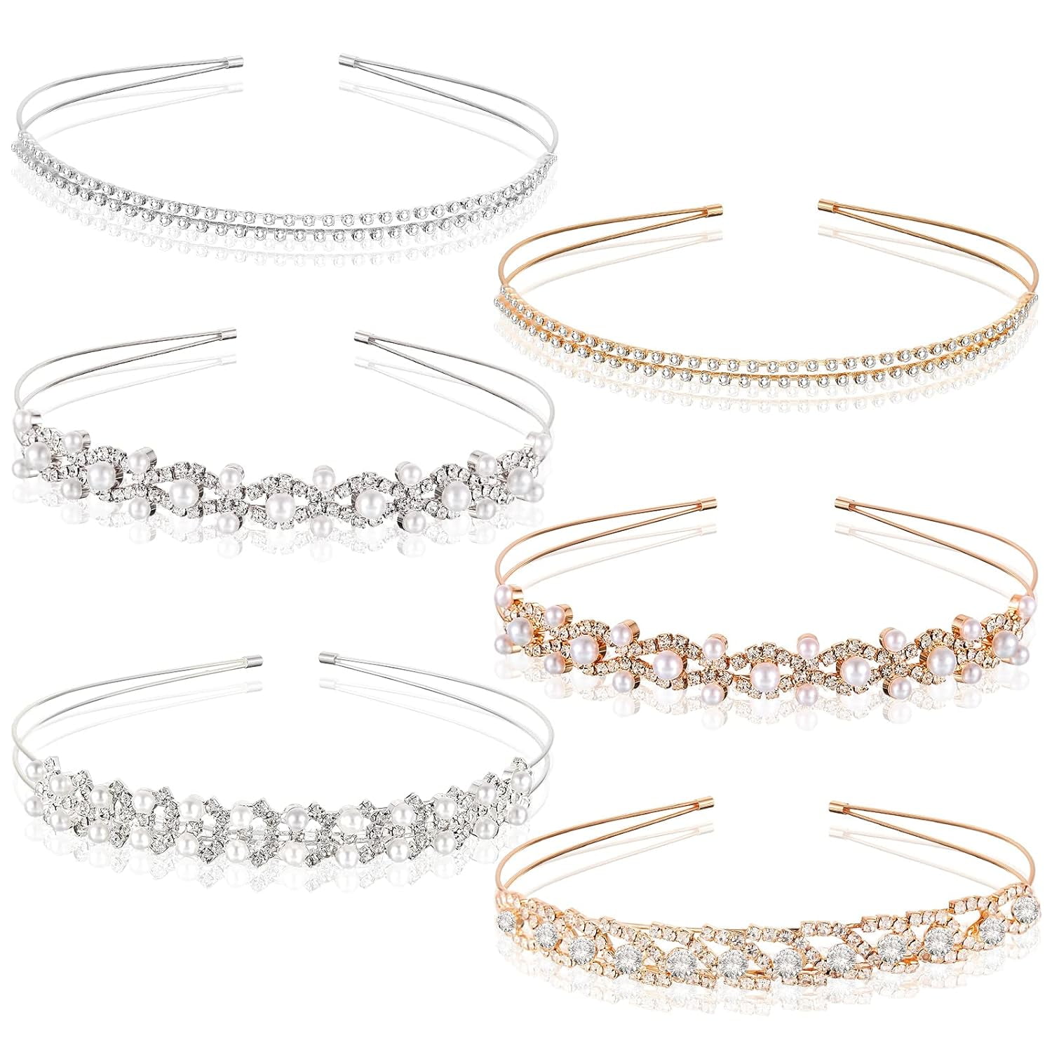6 Pcs Rhinestone Headbands Crystal Headbands Diamond Pearl Headbands ...