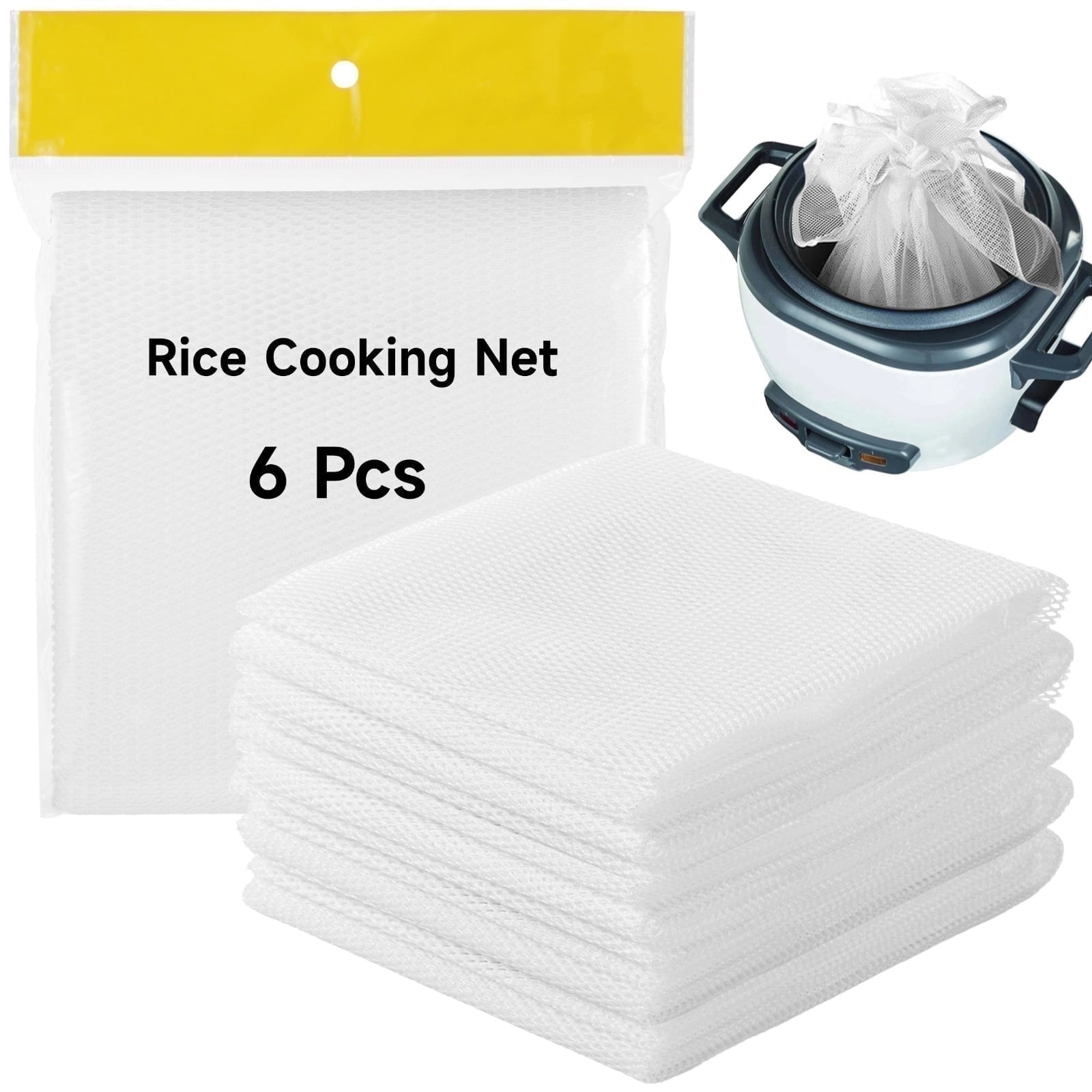 6 Pcs 43.3"x39.4" Reusable Rice Cooking Nets - Non-Stick Steaming Bags ...