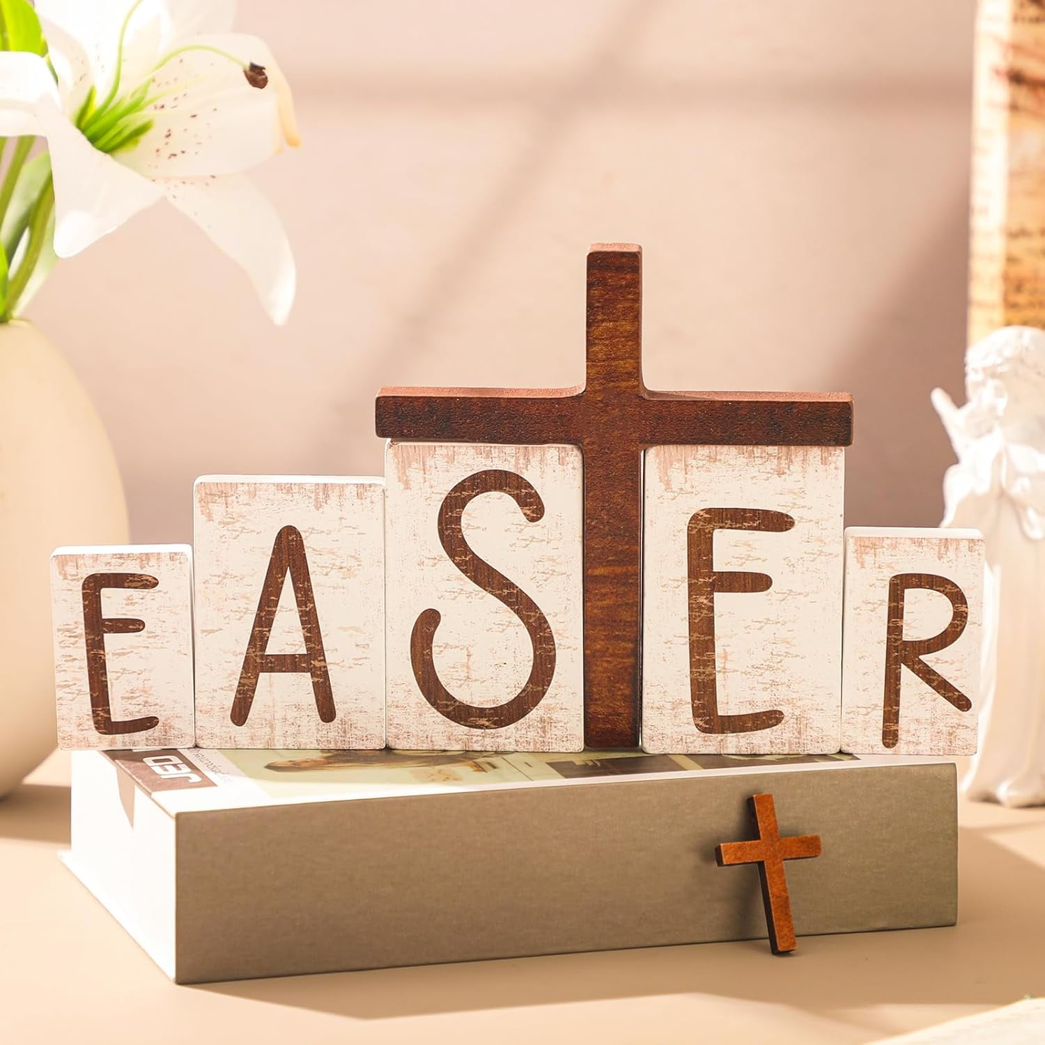 6 Pcs He is Risen Easter Table Decorations Easter Wooden Cross Signs ...