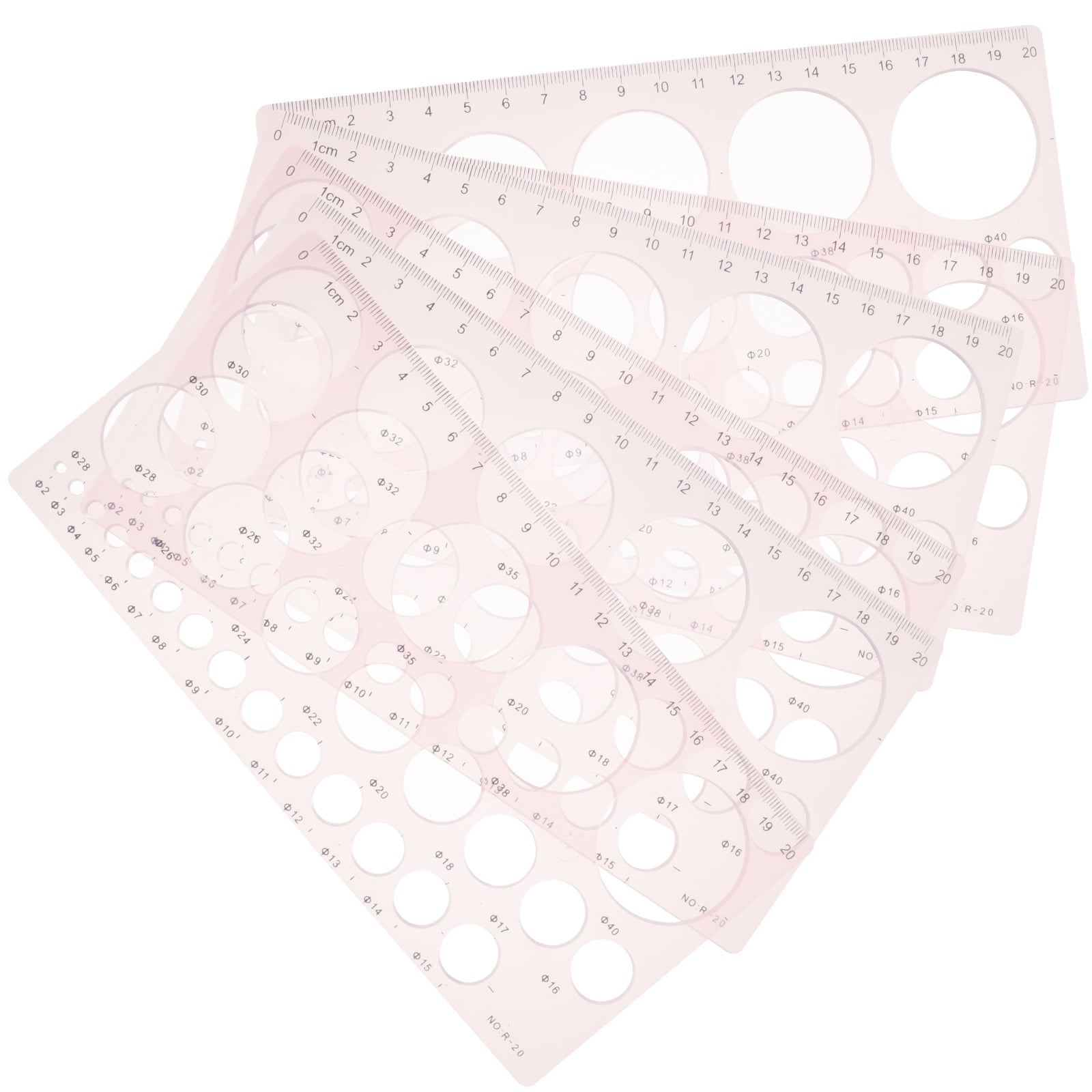 6 Pcs Round Hole Ruler Measuring Engineering Rulers Plastic Painting ...