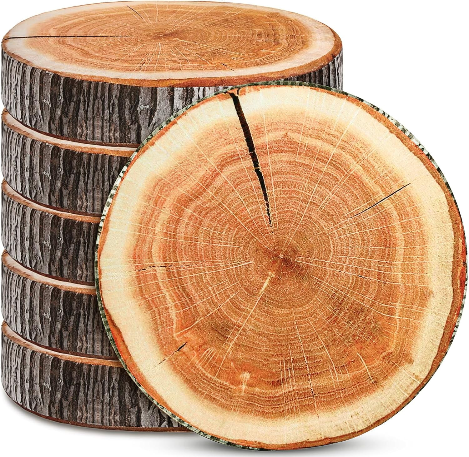 6 Pcs Round Throw Pillow Wood Decorative Soft Circle Seating Tree Stump ...