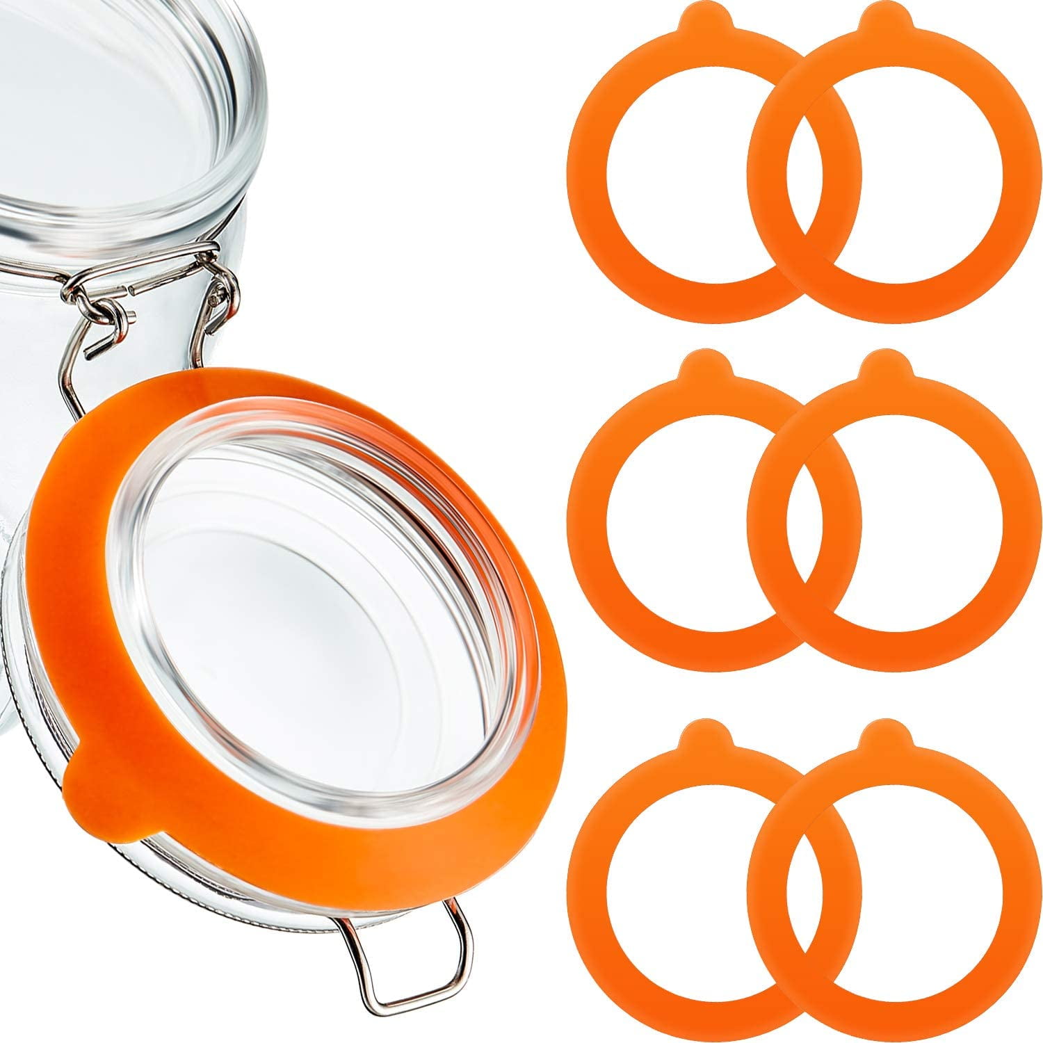 6 Pcs Rubber Gasket for Glass Jars, Replacement Rubber Seals for Glass ...
