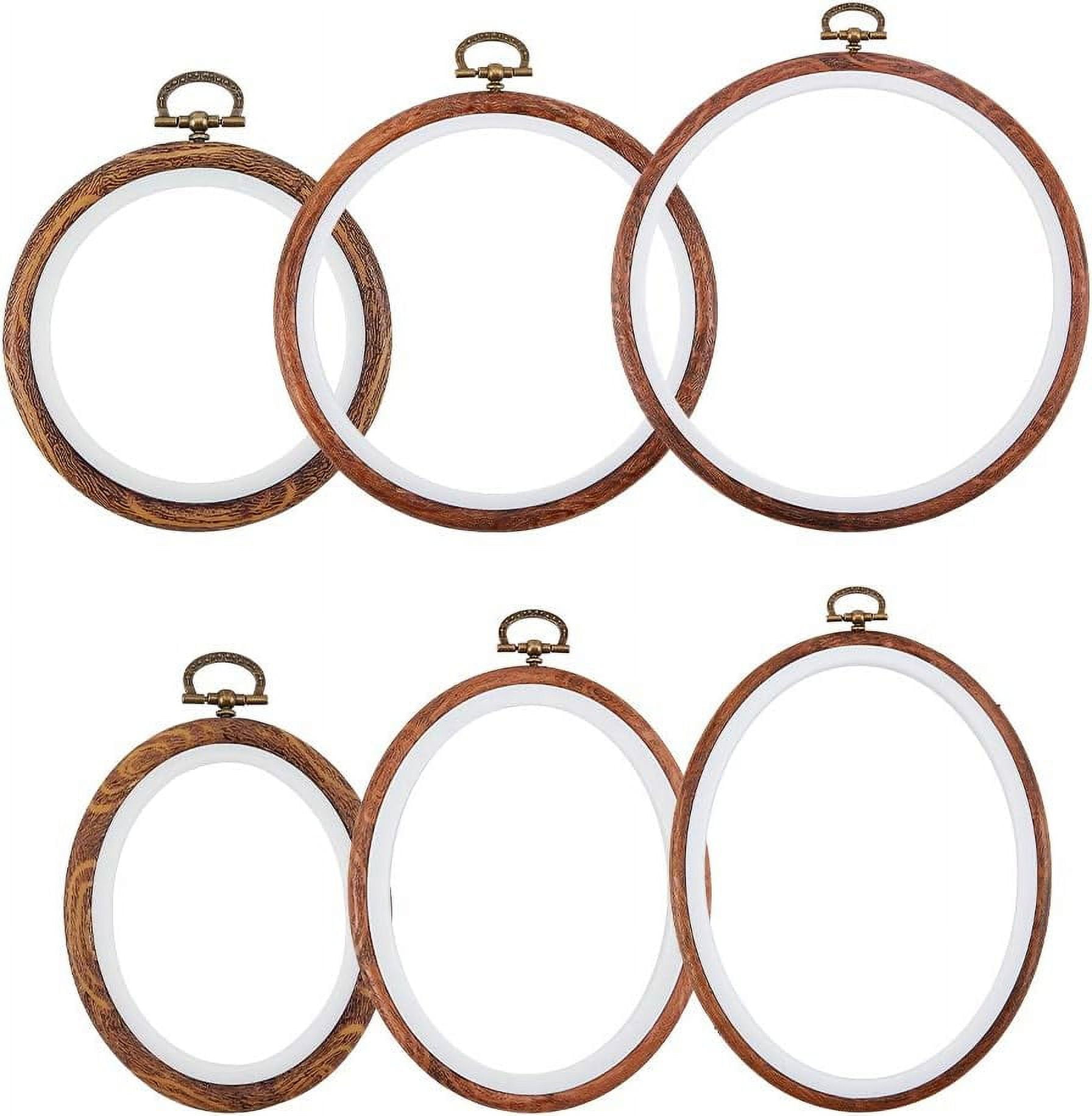 6 Pcs Rubber and Plastic Embroidery Hoops 2 Sizes Plastic Cicle and 4 ...