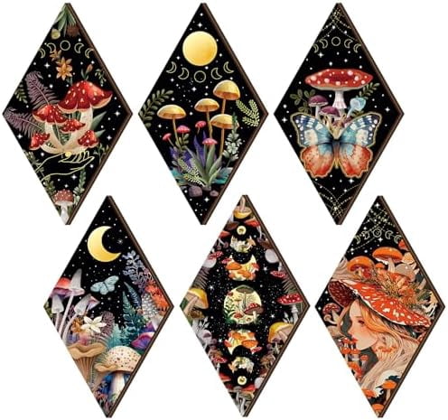 6 Pcs Rustic Boho Wall Decor Gothic Wall Art Witchy Phases Moon Sun ...