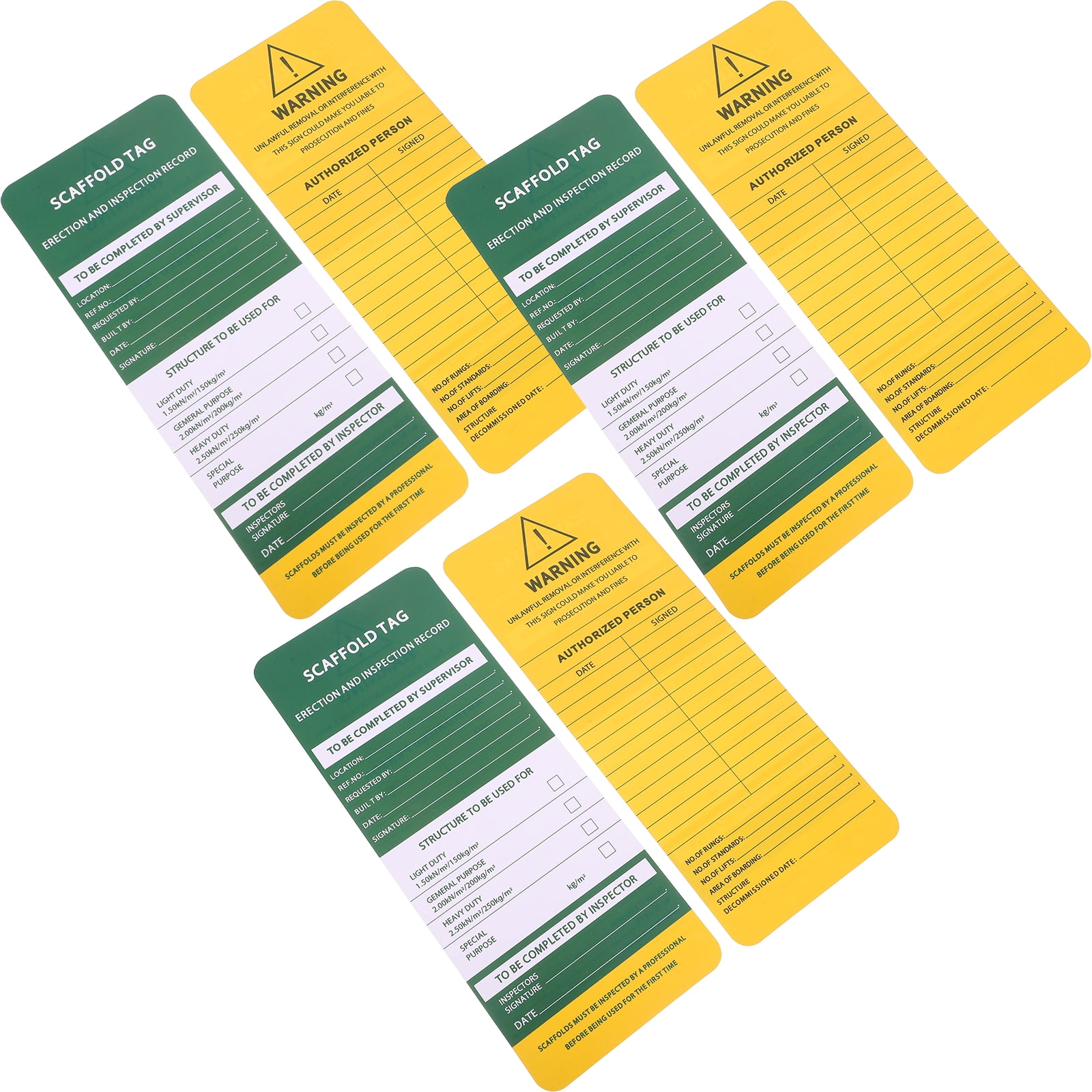 WORGEOUS Scaffold Inspection Tags Industrial Use Scaffold Tags 6Pcs ...