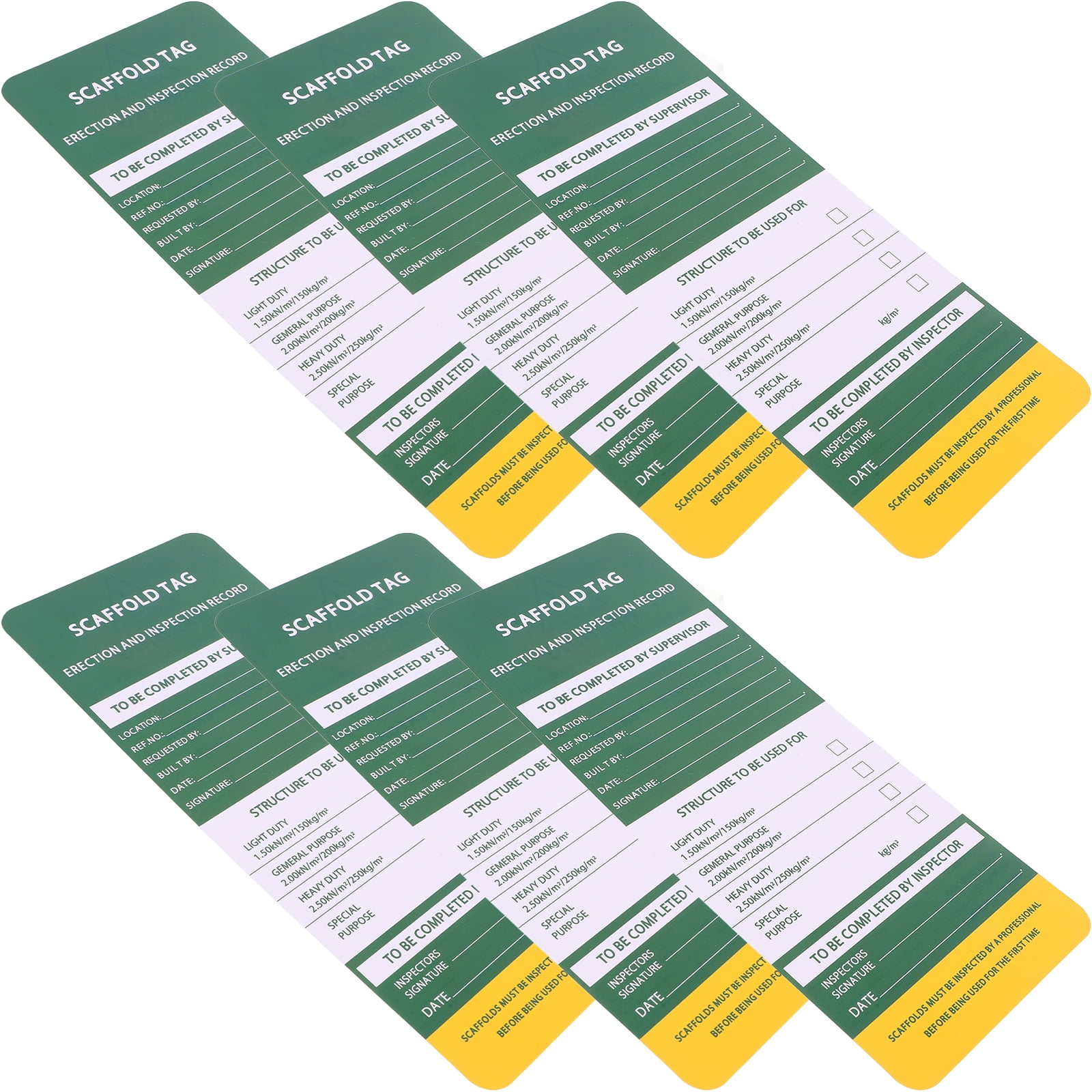 6 Pcs Safety Warning Sign Scaffold Safety Tags Safety Inspection Tags ...