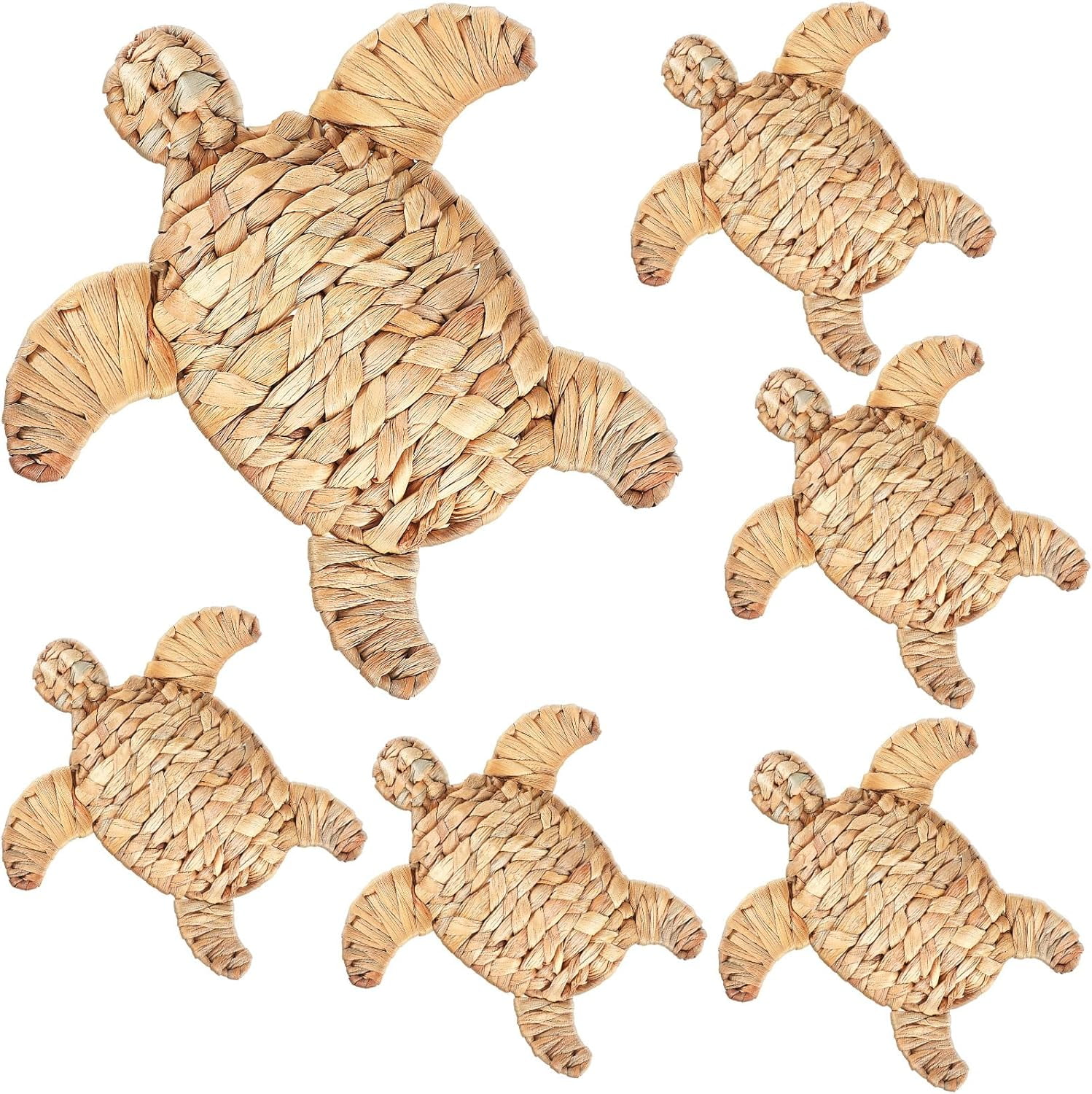 6 Pcs Sea Turtle Beach Theme Decor 2 Size Handmade Wicker Sea Turtle ...