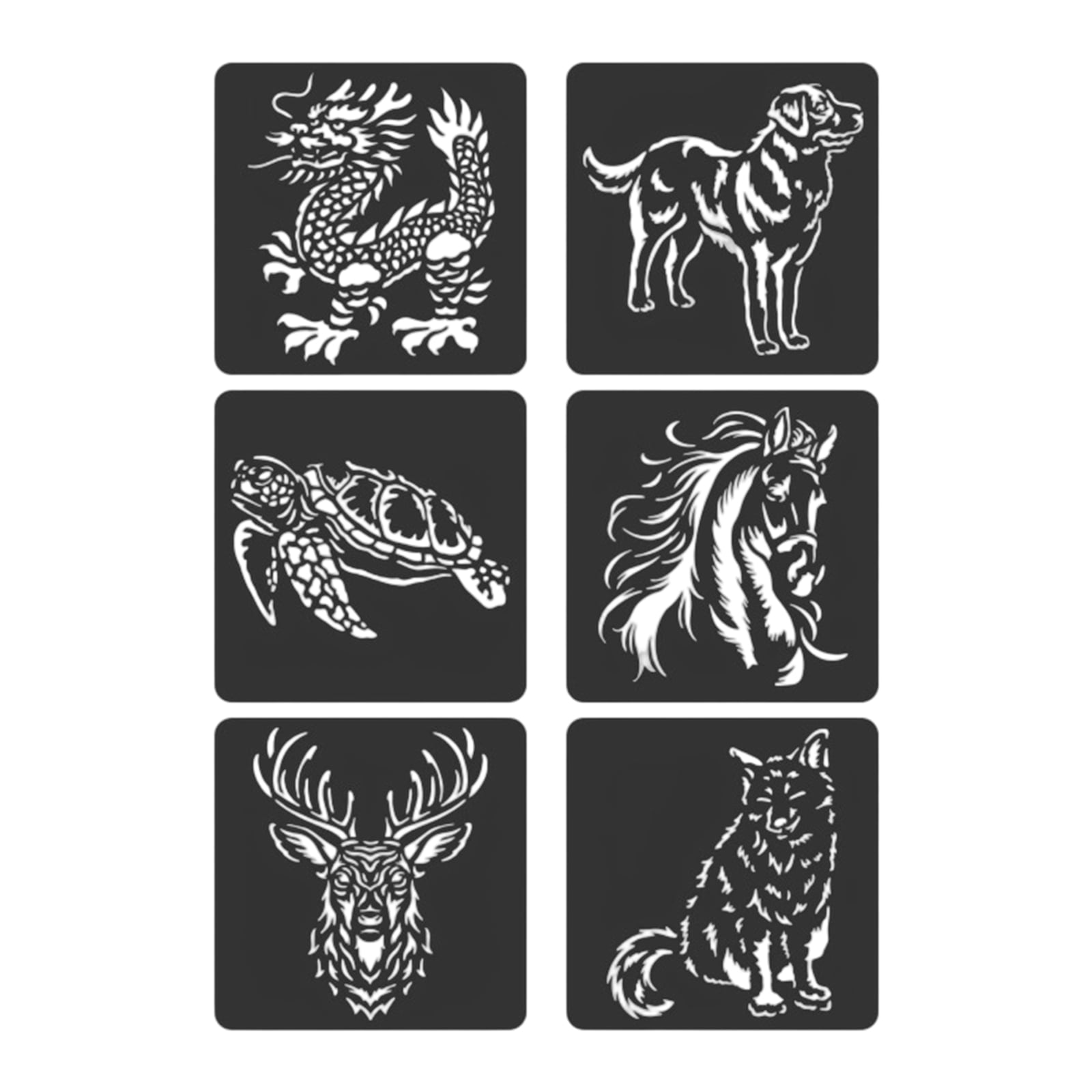 6 Pcs Series Stencils for Painting Hollow Out Zoos Theme Stencils ...