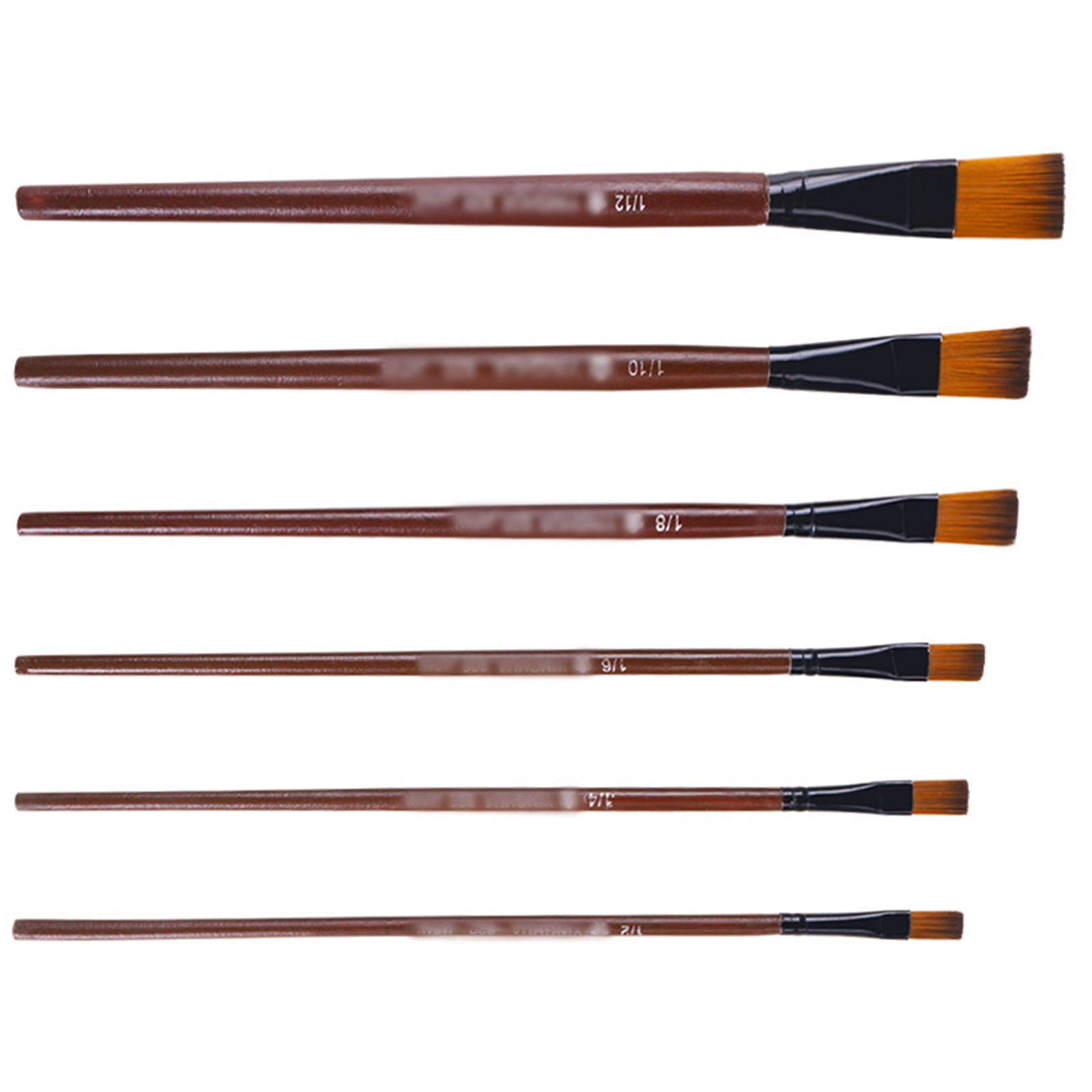 6 Pcs/Set Flat Paint Brush Nylon Hair Painting Brush Artist Paint Brush ...