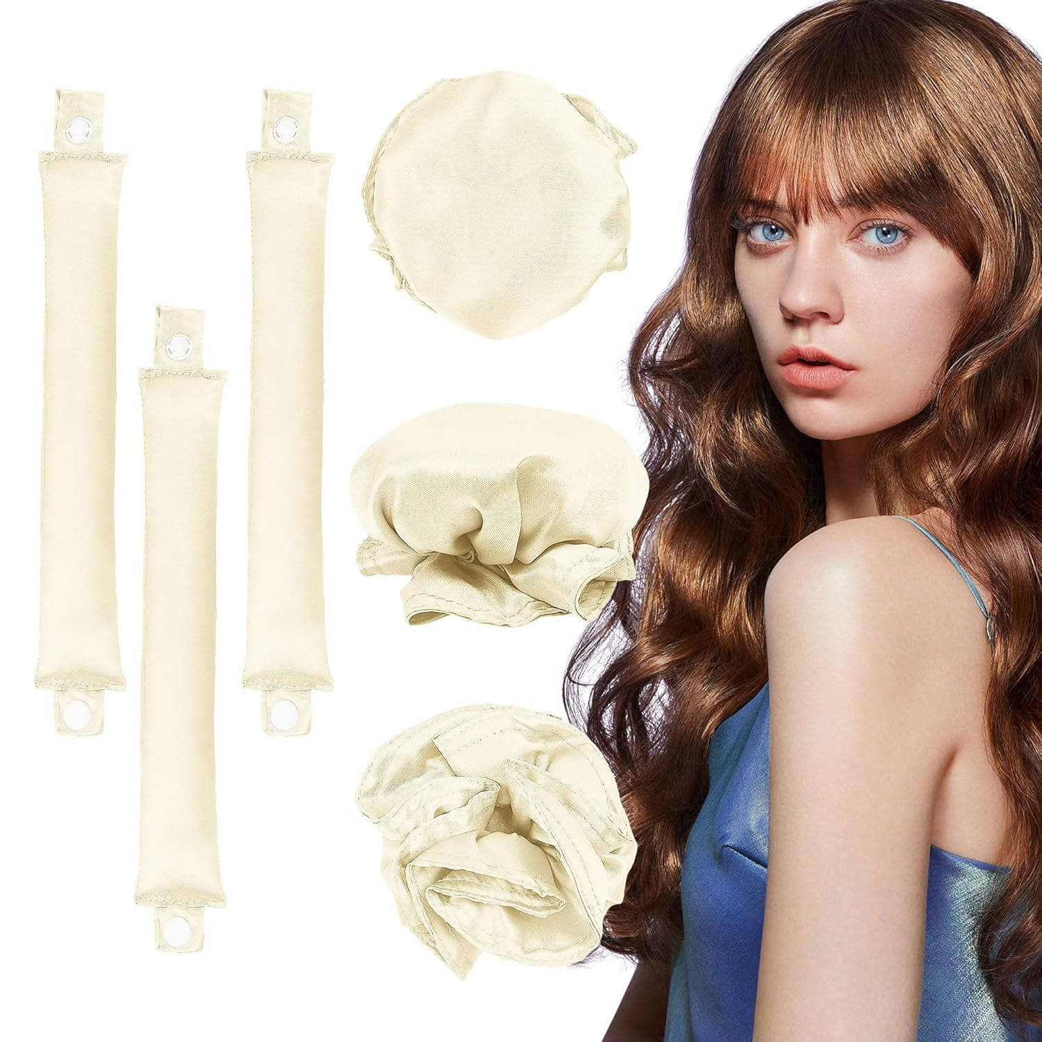 6 Pcs Set Heatless Hair Curler，Satin Heatless Curling Set, Heatless ...