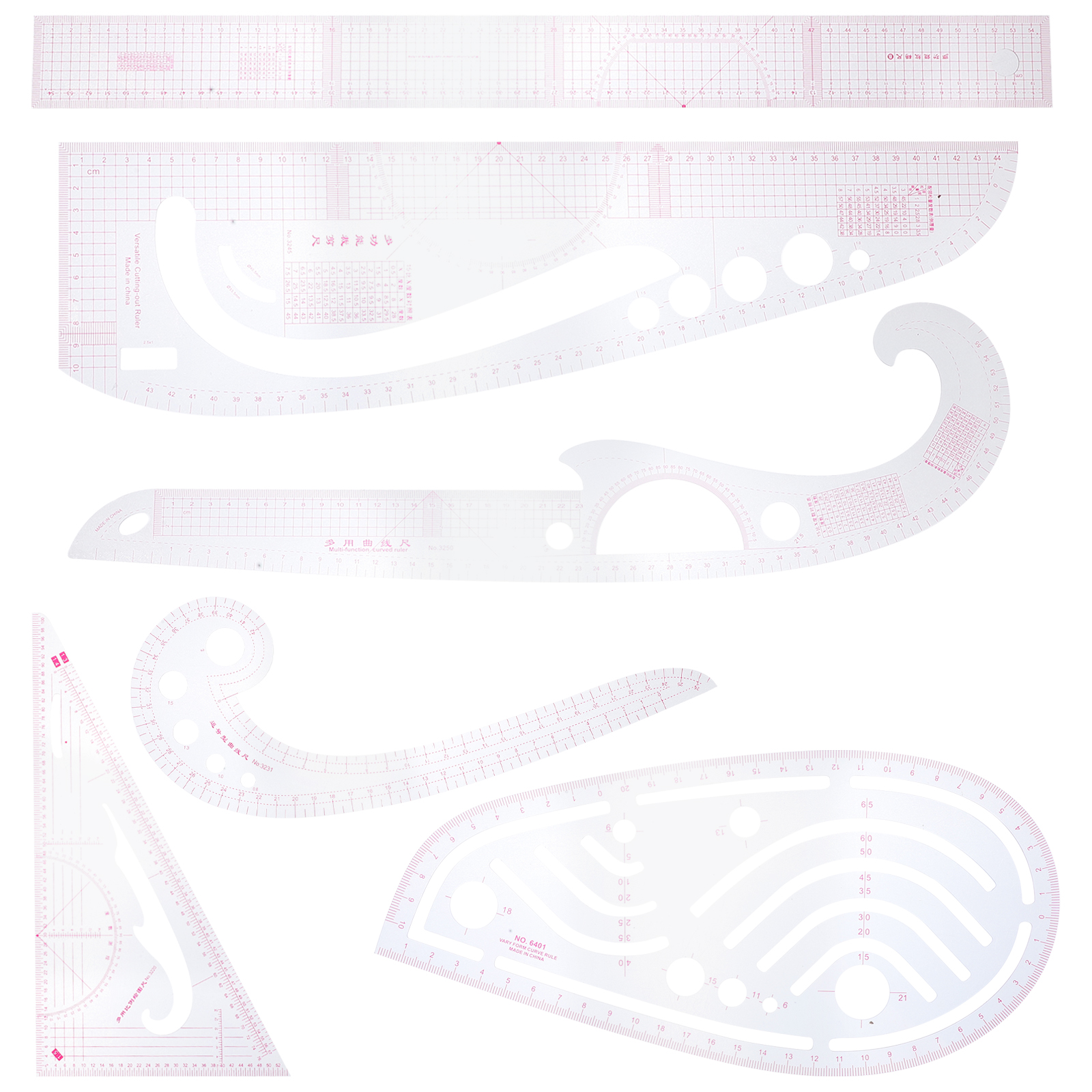 6Pcs Transparent Plastic Sewing Ruler for Measuring with Multi-Function ...