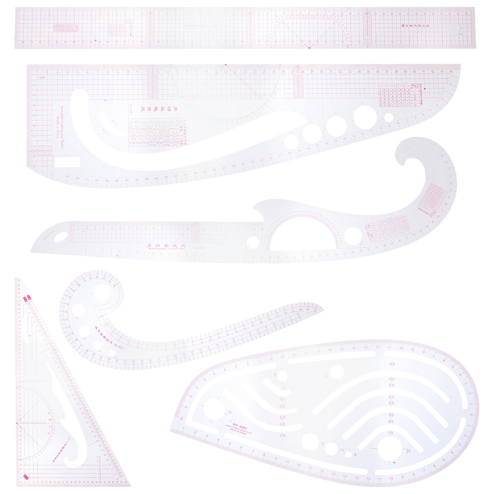 STRANDCHIC 6Pcs Clear Sewing Ruler Set Plastic Craft Tools for Tailor ...