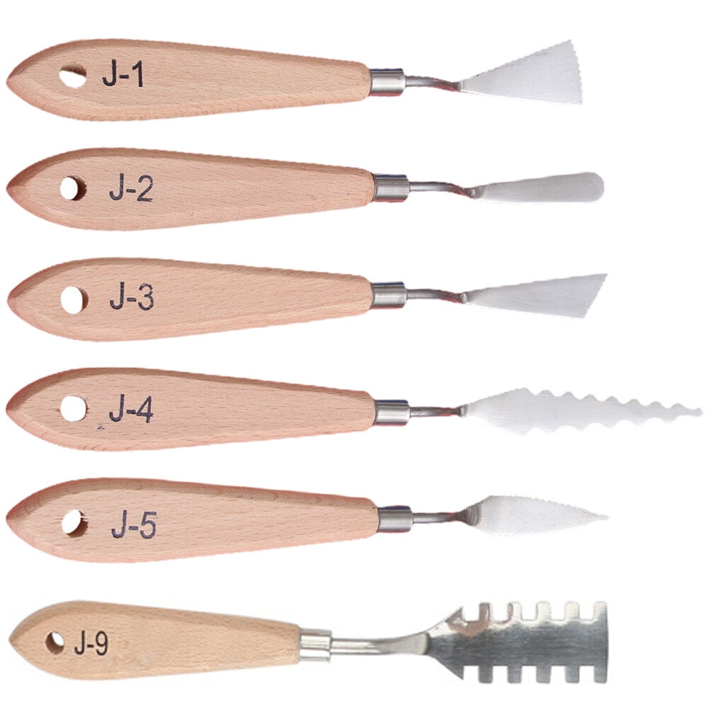 6 Pcs Shaped Oil Painting Scraper Art Tools Mixing Color Knives ...