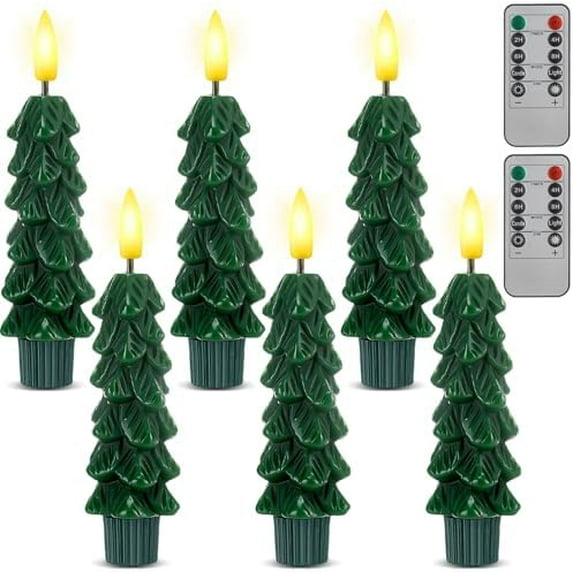 6 Pcs Short LED Christmas Tree Flameless Taper Candles - 5 Inches Cute ...