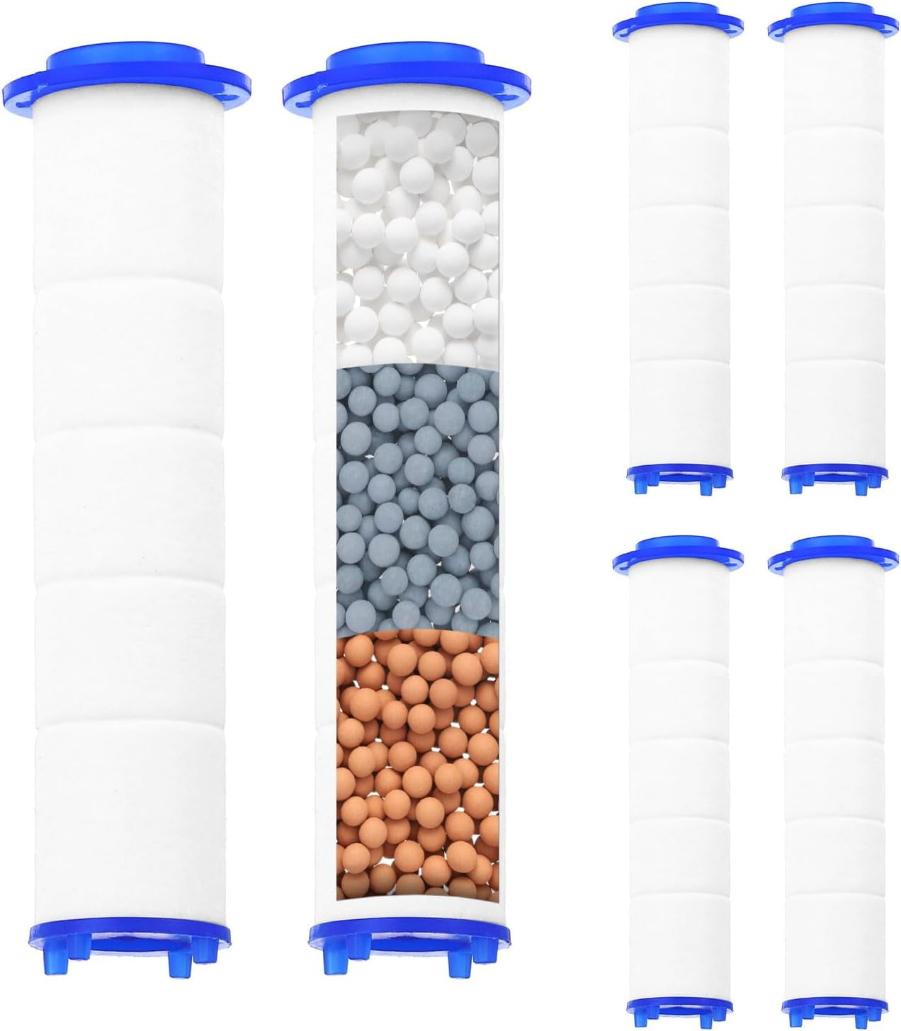 6 Pcs Shower Head Filter with Calcium Balls 3.5 Inch PP Cotton Filter ...
