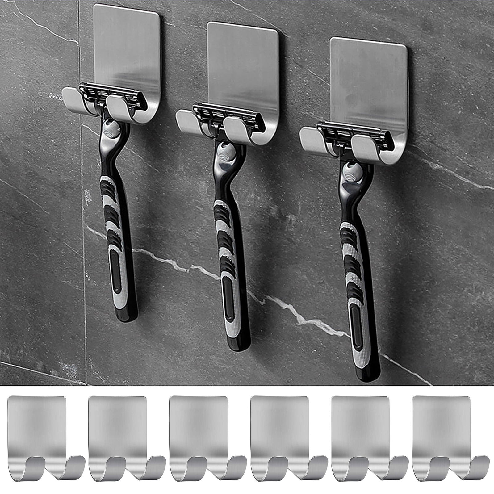 6 Pcs Shower Hooks for Inside Shower, Self Adhesive Shaver Holder ...