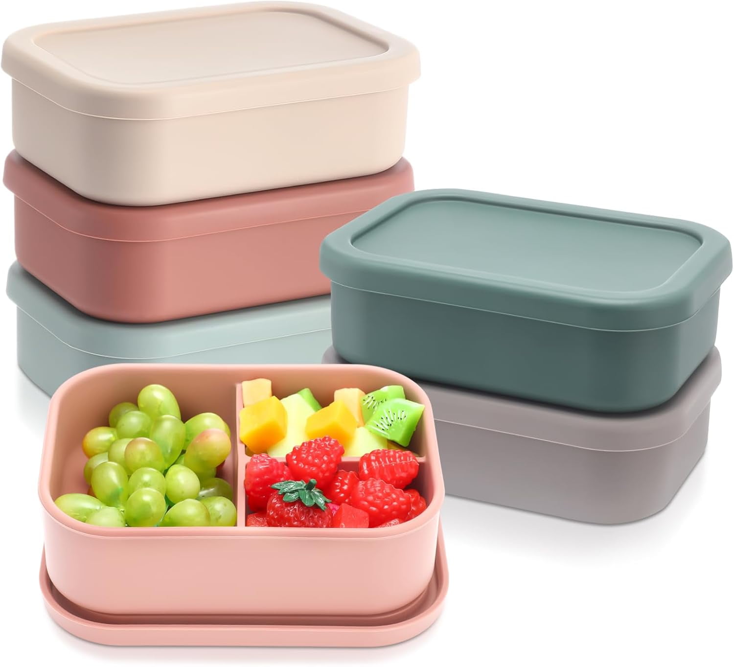 6 Pcs Silicone Bento Box Reusable Silicone Bento Lunch Container for ...
