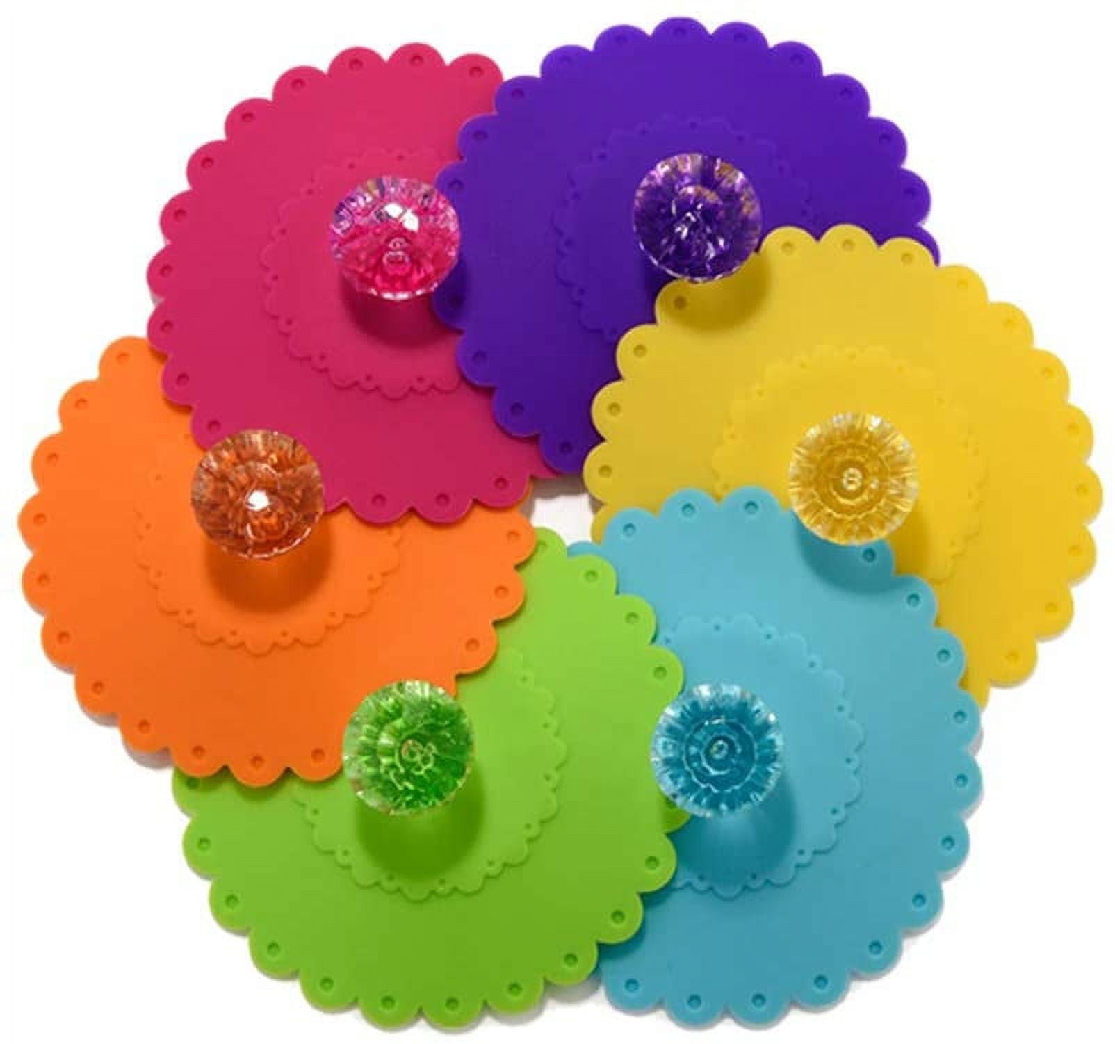 6 Pcs Silicone Coffee Cup Lids,Anti-dust Diamond Tea Cup Lids,Reusable ...