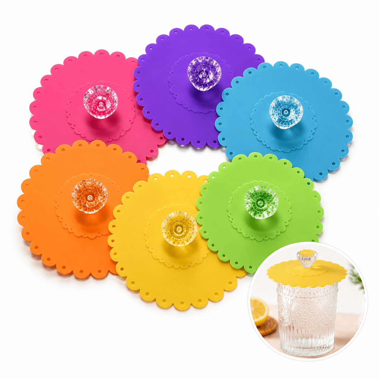 Artrylin 6 Pcs Silicone Coffee Cup Lids, Reusable Universal Mug Covers ...