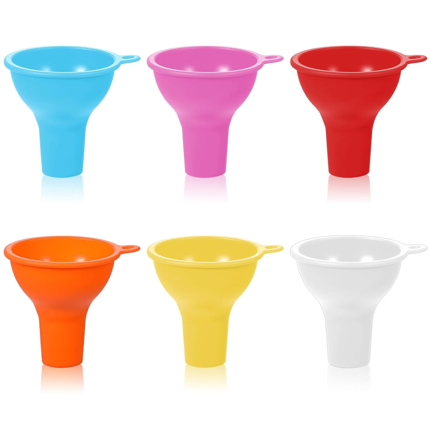 6 Pcs Silicone Kitchen Funnel Set, Wide Mouth Funnel Flexible Canning ...