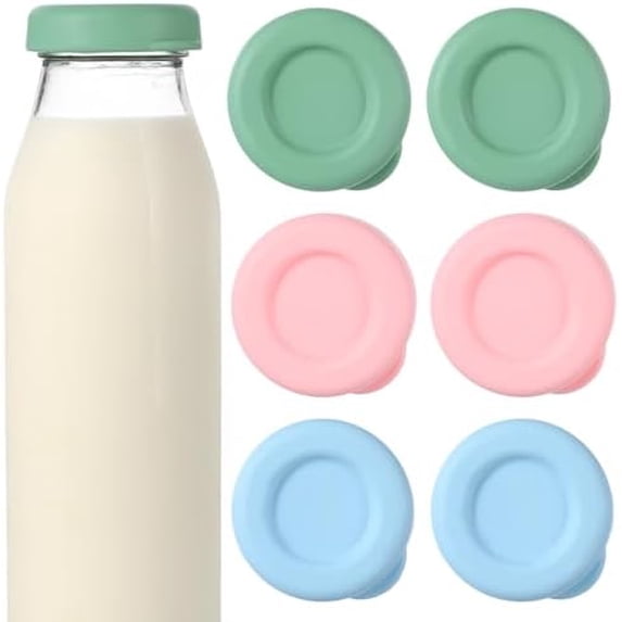6 Pcs Silicone Milk Bottle Caps,48 mm Glass Bottles Replacement Cap ...