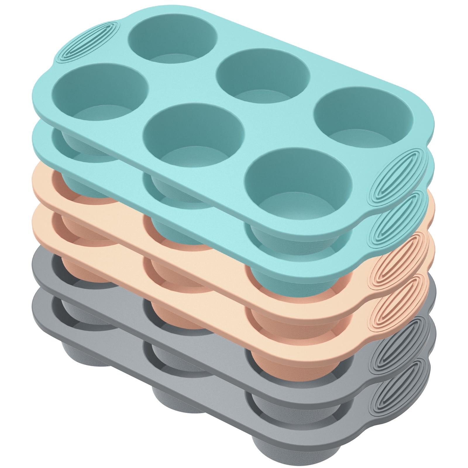 6 Pcs Silicone Muffin Pan 6 Cavity Silicone Cupcake Pan Heat Resistant ...