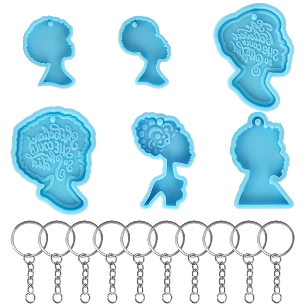 6 Pcs Silicone Resin Mold,YuCool Afro Female Head Epoxy Casting Mold ...