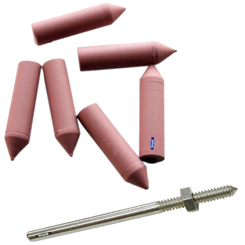 6 Pcs Silicone Rubber Points Bullet Pink X-Fine Grit W/Mandrel ...