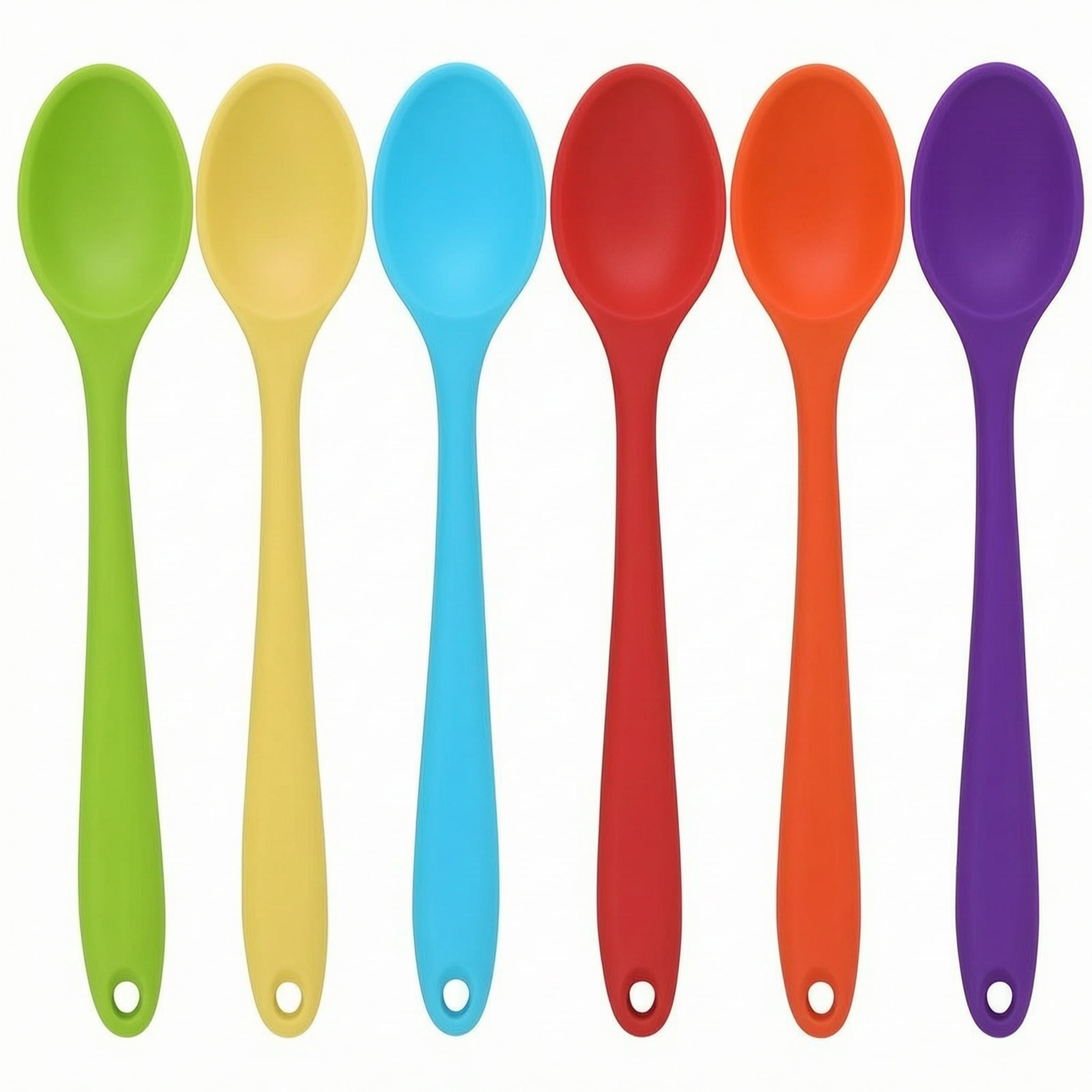 6 Pcs Silicone Spoons Set, 8 Inch Colorful Small Mixing Spoons, Heat ...