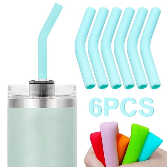 6 Pcs Silicone Straw Covers, Reusable Bendable Straw Tips Accessories ...