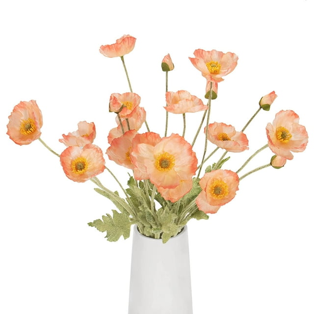 6 Pcs Silk Artificial Poppy Faux Poppy Spring Flowers for Home Kitchen ...