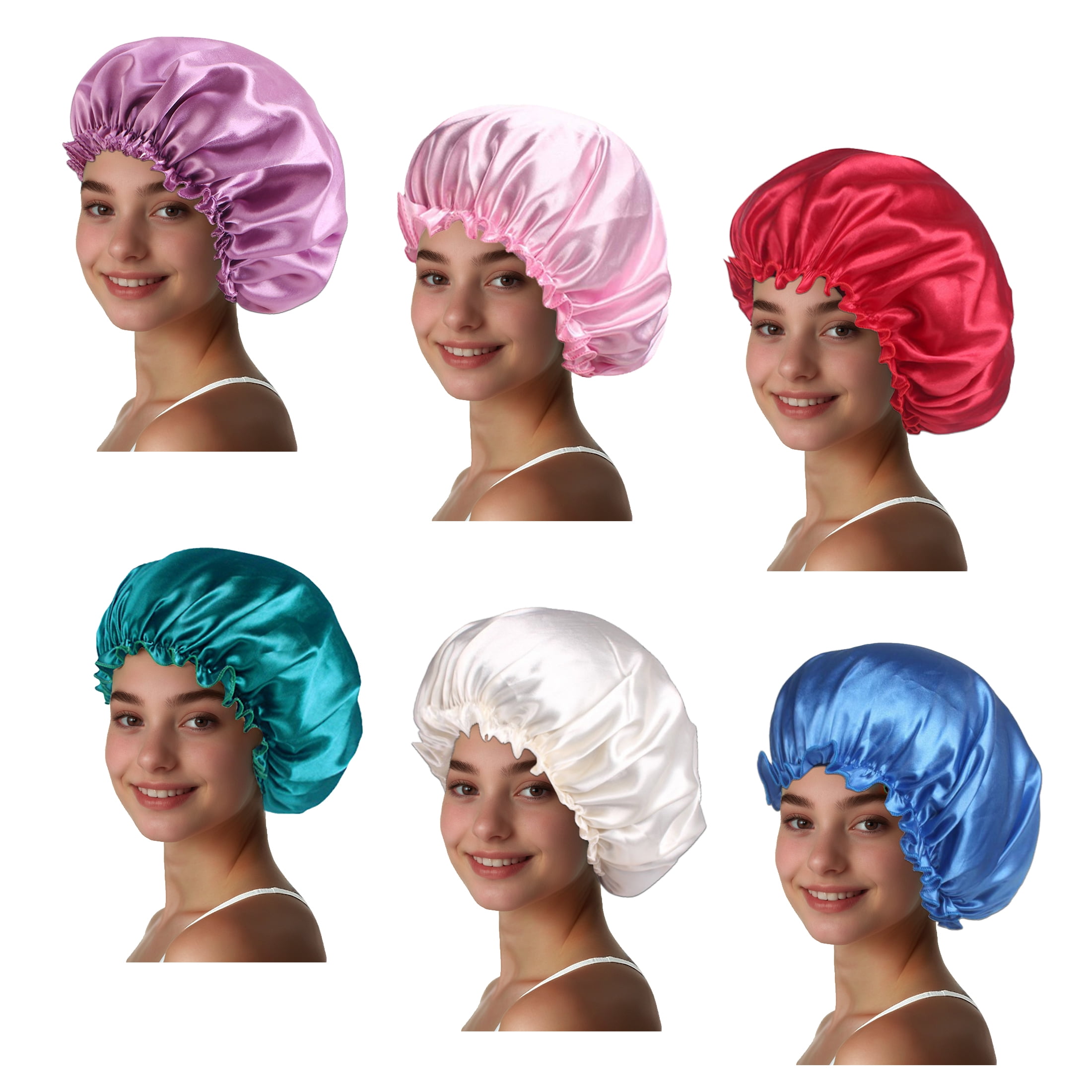 6 Pcs Silky Night Sleeping Cap Satin Bonnet Silk Bonnet for Sleeping ...